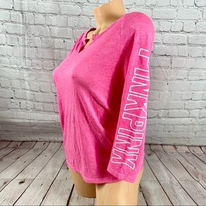PINK Victoria's Secret | Tops | Vs Pink Logo Print 34 Sleeve Tee Shirt ...